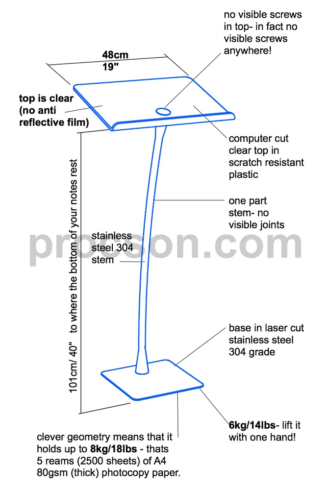 Arc0 Modern Pulpit- 48cm/19"- clear top | Procson